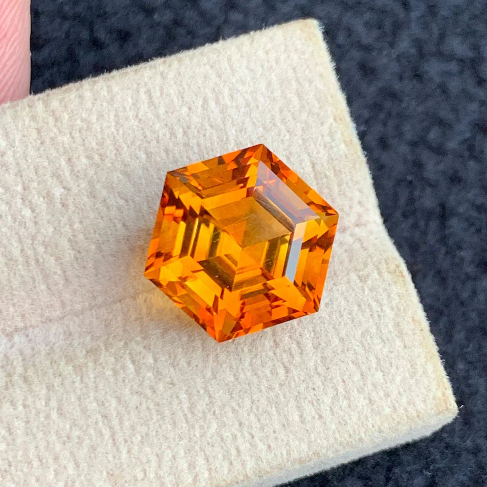 Mandarin Citrine Gemstones | Fire Citrine Pear, Hexagon & Princess Cut